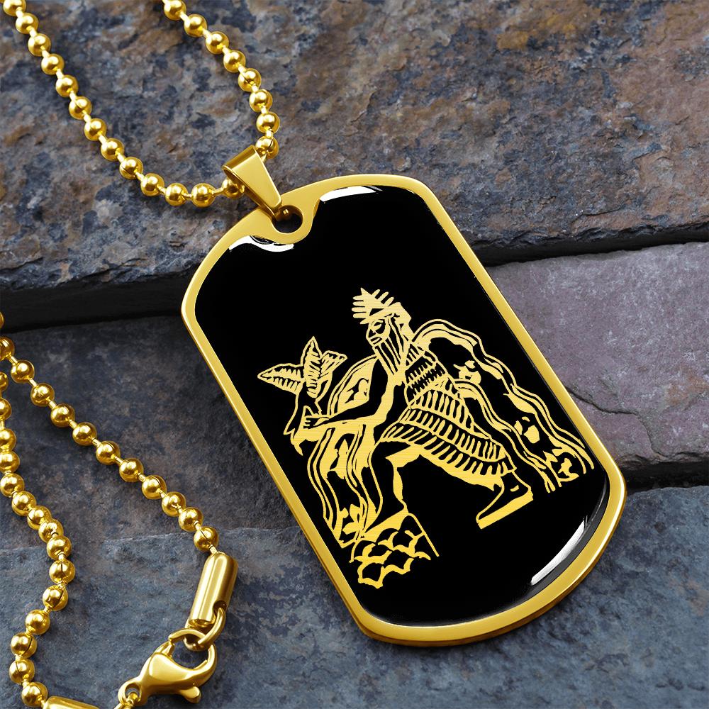 Enki Necklace Sumerian Pendant Cuneiform Jewelry Gold Silver Charm ...