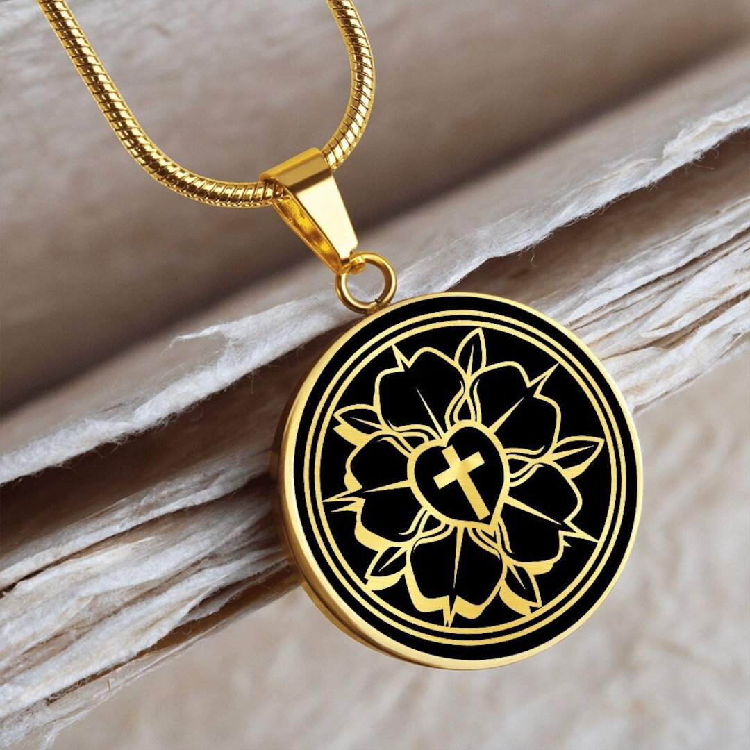 Luther Rose Necklace Seal Pendant Lutheran Jewelry Gold Martin Luther ...