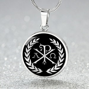 Chi Rho Cross Necklace Catholic Pendant Orthodox Jewelry Gold Silver ...