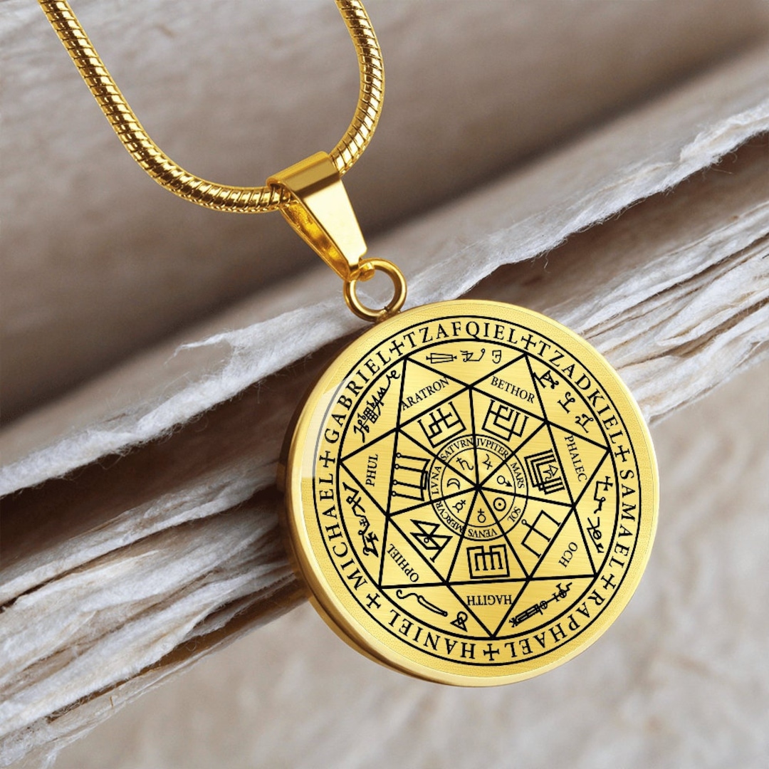 Seven 7 Archangels Necklace Pendant Gold Silver Jewelry Seal Talisman ...