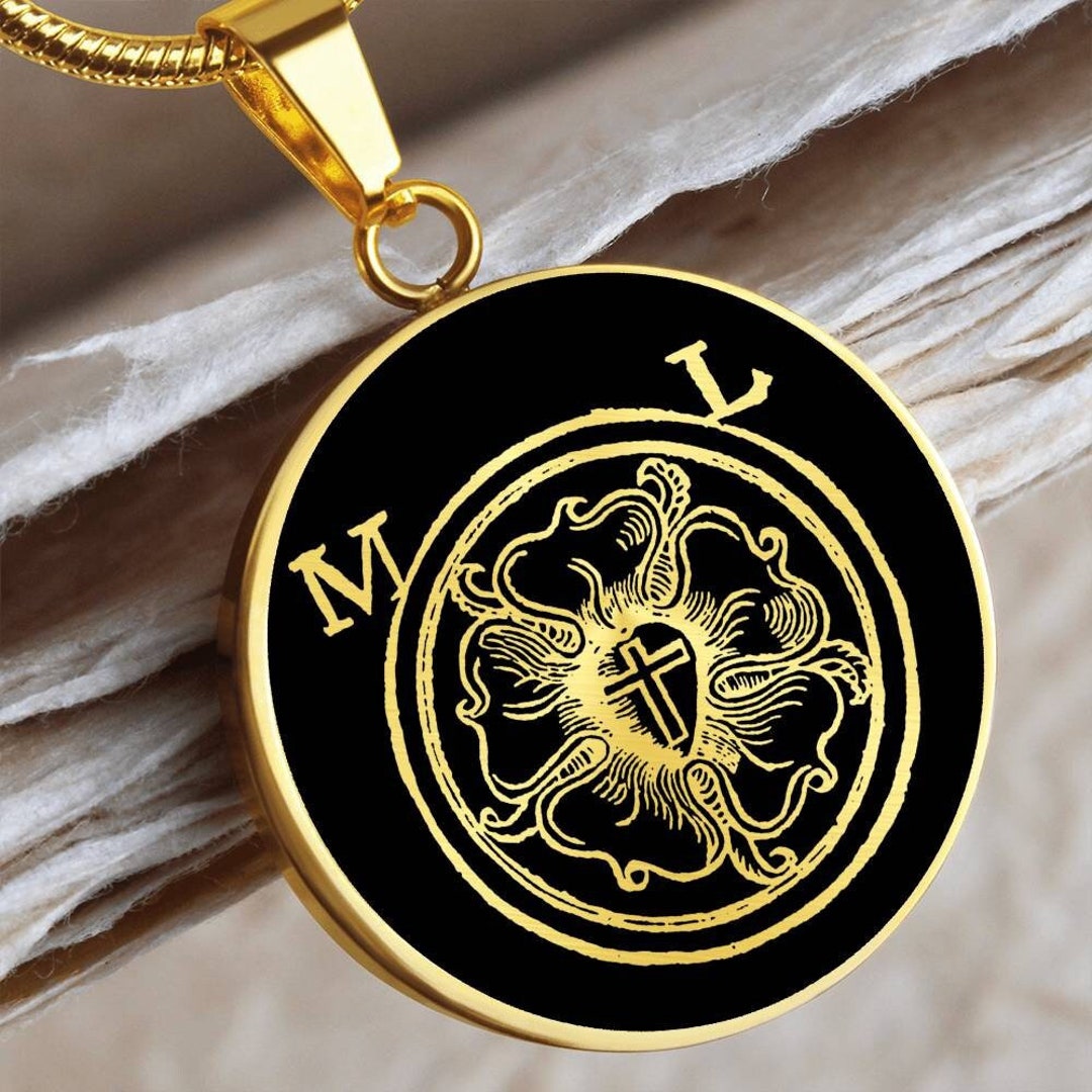 Lutheran Cross Necklace Luther Rose Pendant Jewelry Gold Martin Luther ...