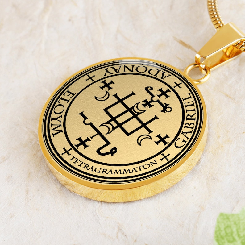 Archangel GABRIEL Pendant Necklace Gold Jewelry Sigil Silver - Etsy