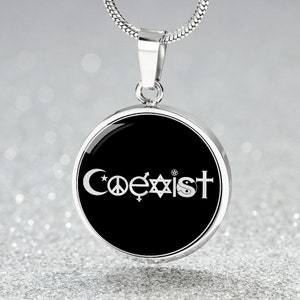 Coexist Interfaith Atheist Necklace Jewelry Pendant Gold Silver Charm ...