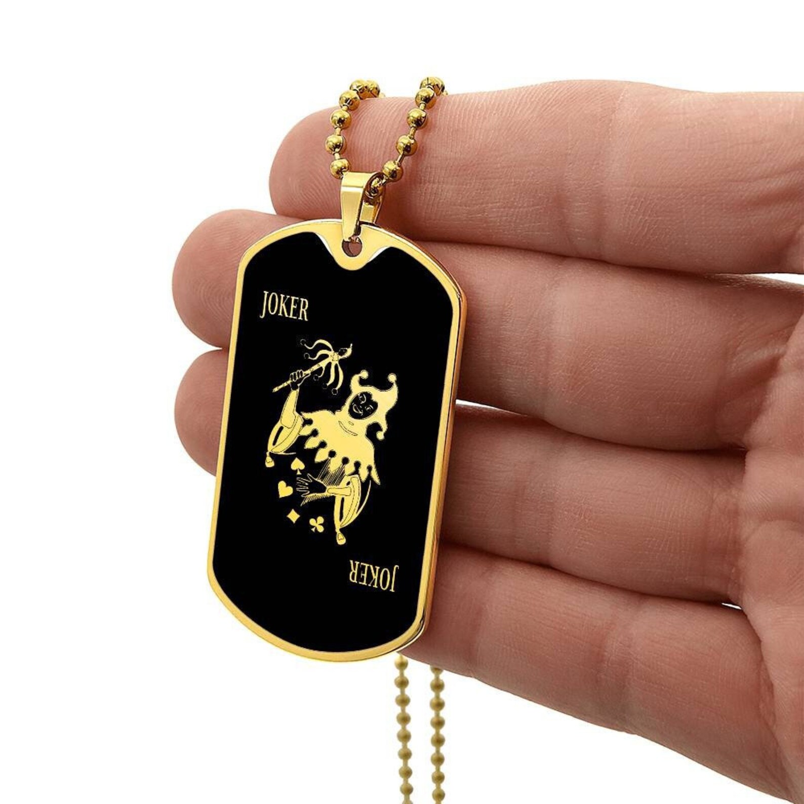 Joker Playing Card Necklace Jewelry Pendant Gift Chain Charm Engraved ...