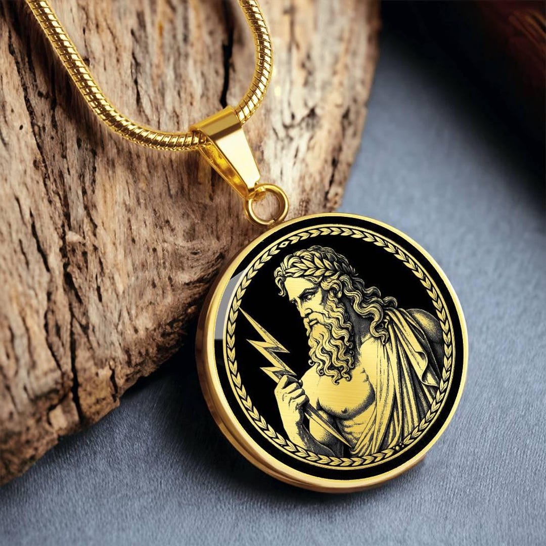 Zeus Pendant Necklace Greek Mythology Jewelry Gold Silver Talisman - Etsy