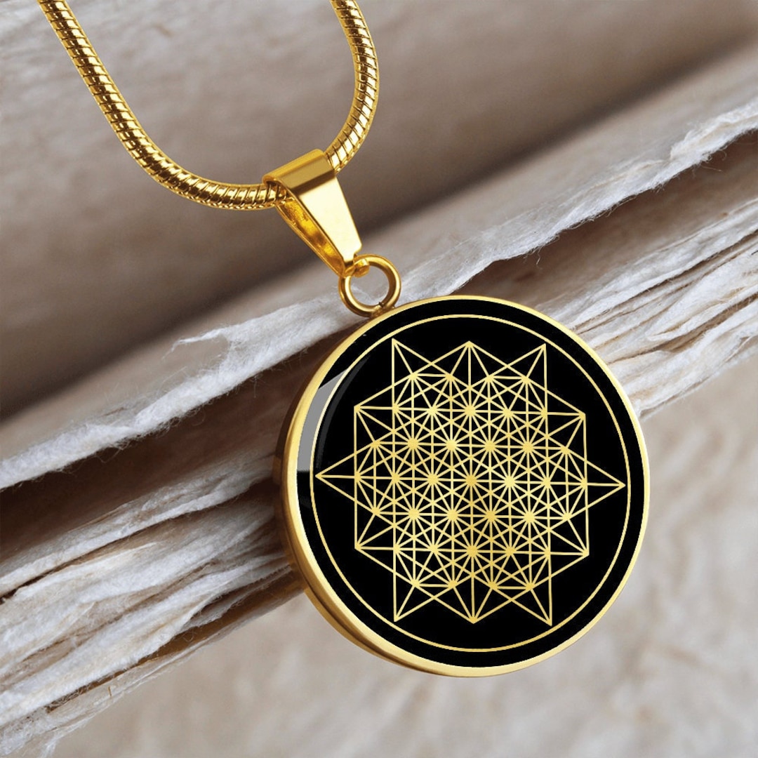 64 Tetrahedron Necklace Sacred Geometry Jewelry Pendant Gold Silver - Etsy