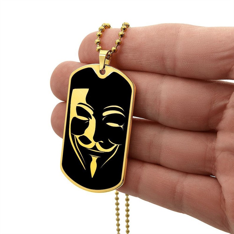 Anonymous Hacker Necklace V for Vendetta Pendant Jewelry Gold Silver ...