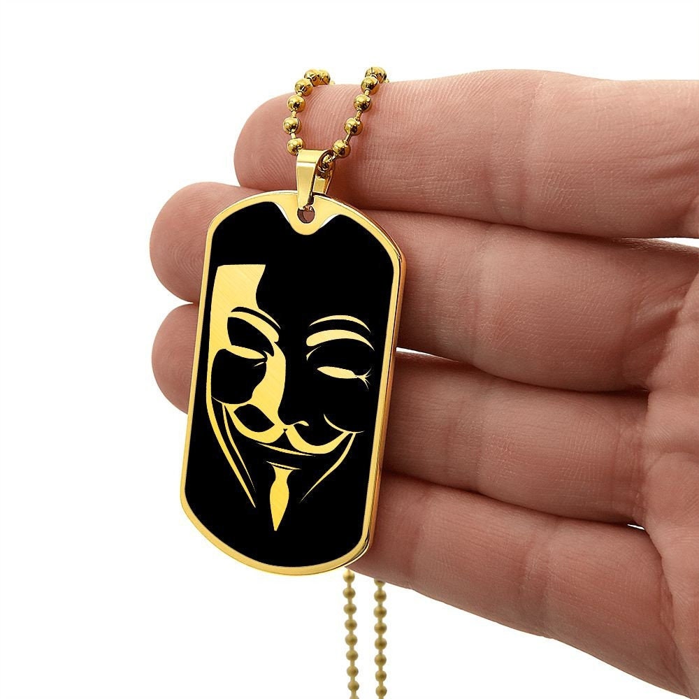 Anonymous Hacker Necklace V for Vendetta Pendant Jewelry Gold Silver ...