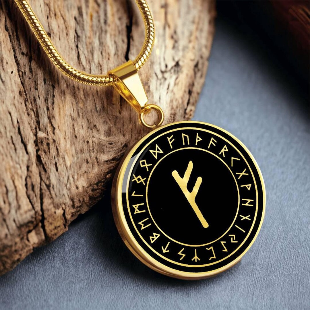 Freya Rune Fehu Wealth Pendant Runic Necklace Viking Jewelry Charm Gold Silver Talisman Amulet ...