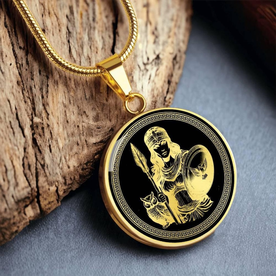 Athena Necklace Greek Goddess Pendant Mythology Jewelry Gold Silver ...