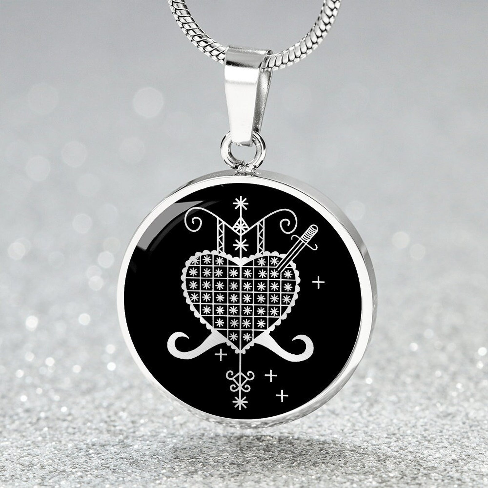 Erzuli Dantor Veve Necklace Pendant Gold Silver Jewelry Charm Chain - Etsy