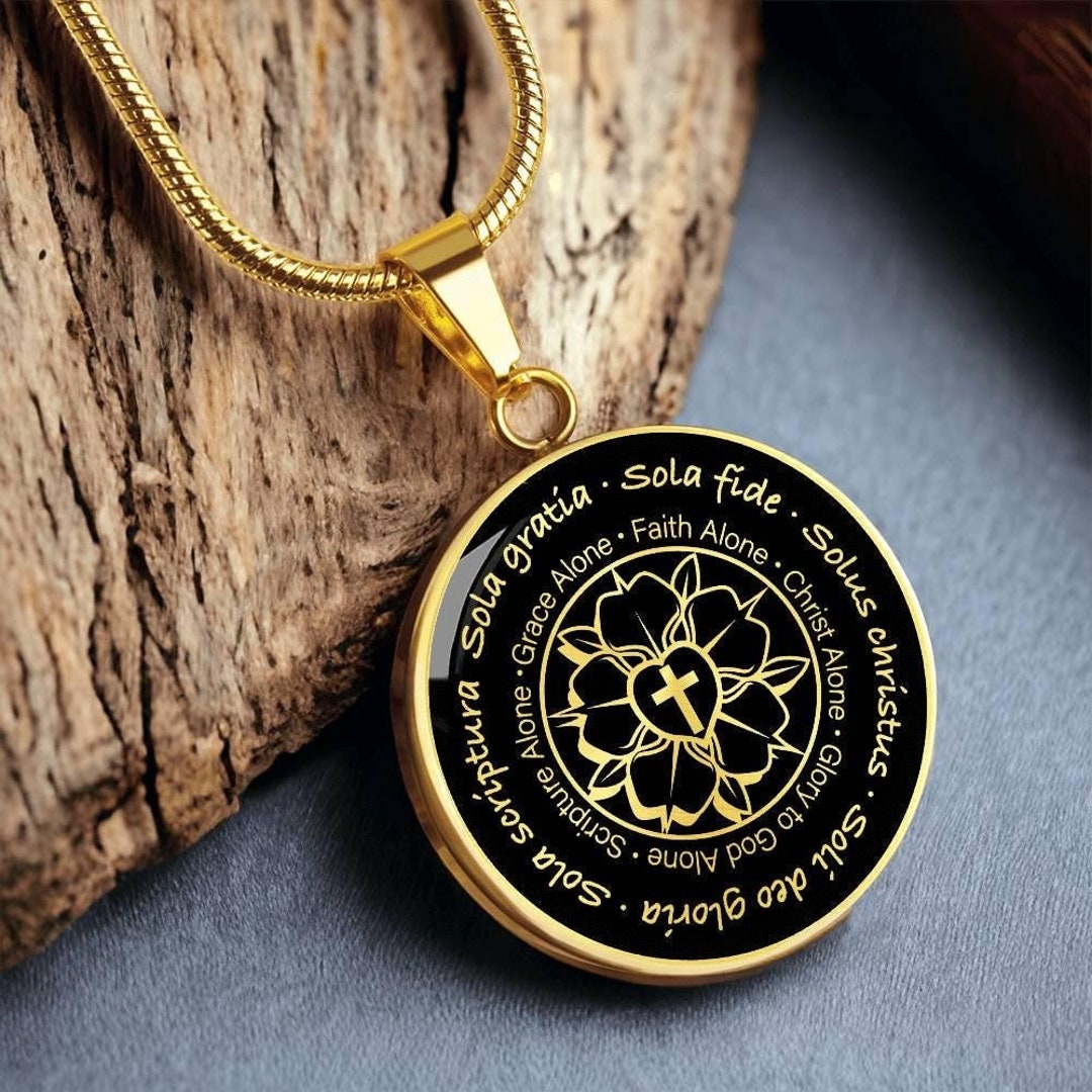 Luther Rose Necklace 5 Five Solas Pendant Christian Jewelry Gold Martin ...
