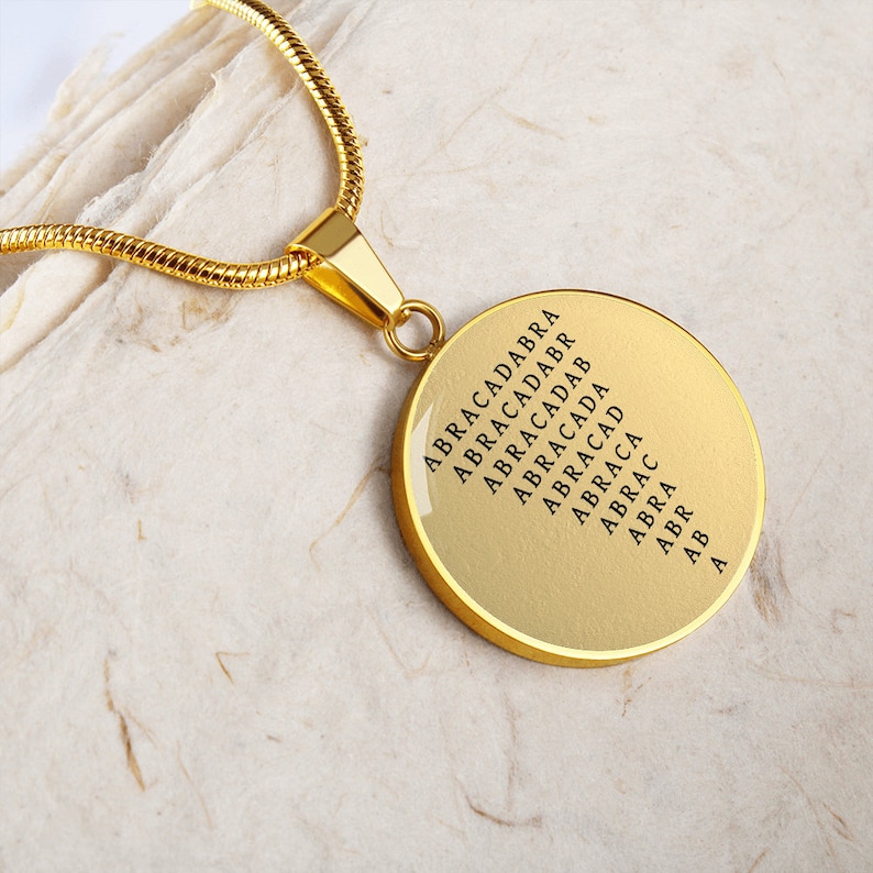 Abracadabra Necklace Pendant Jewelry Talisman Amulet Gold Silver Seal ...