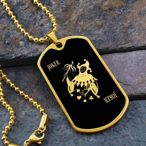 Joker Playing Card Necklace Jewelry Pendant Gift Chain Charm Engraved ...