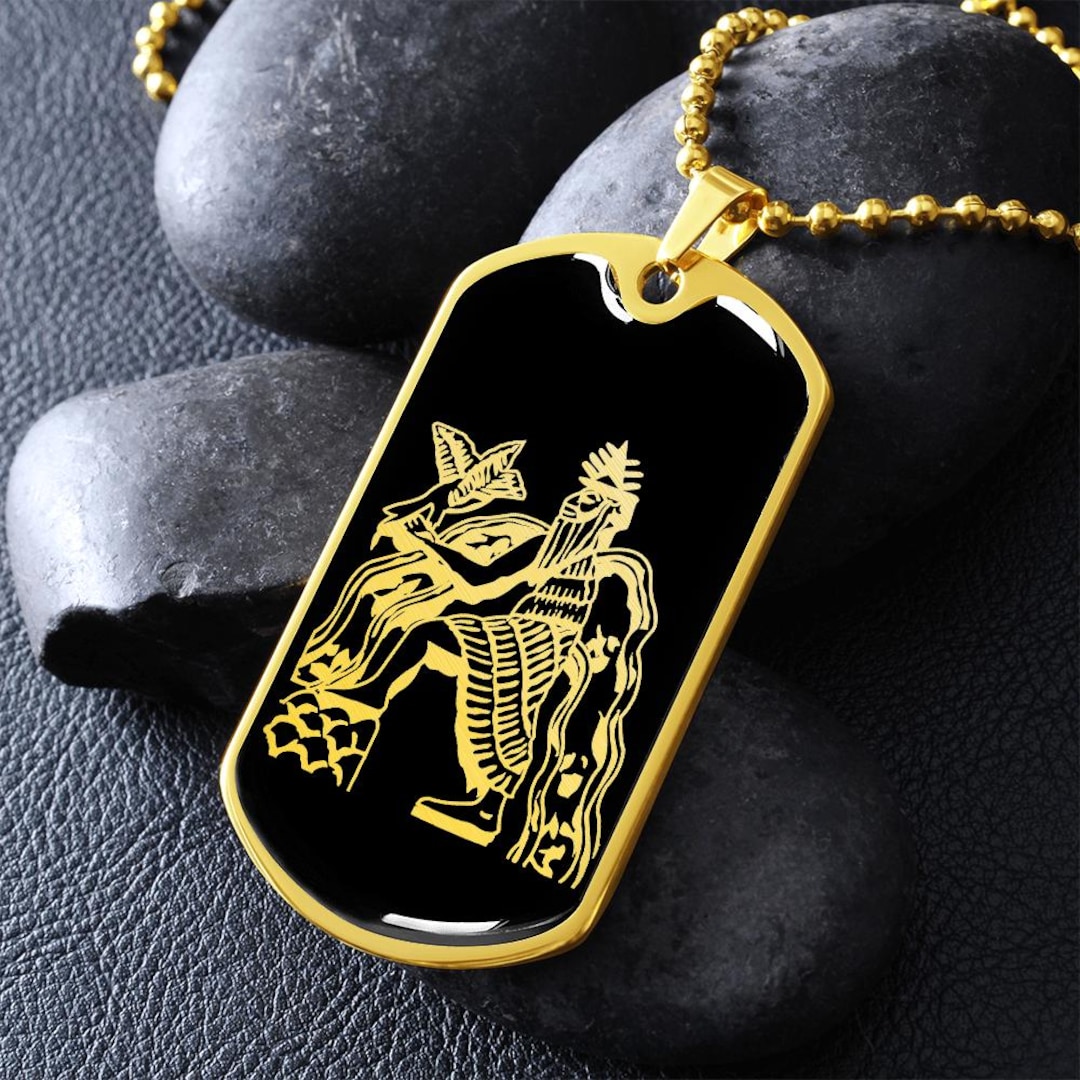 Enki Necklace Sumerian Pendant Cuneiform Jewelry Gold Silver Charm ...