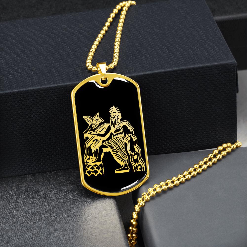 Enki Necklace Sumerian Pendant Cuneiform Jewelry Gold Silver Charm ...