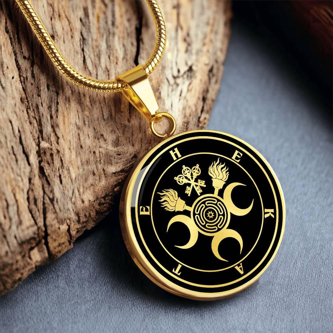 Hecate Necklace Hekate Pendant Triple Moon Goddess Jewelry Gold Silver ...