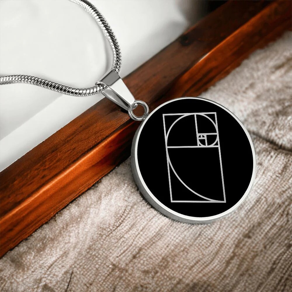 Fibonacci Ratio Spiral Necklace Pendant Sacred Geometry Jewelry Gold ...