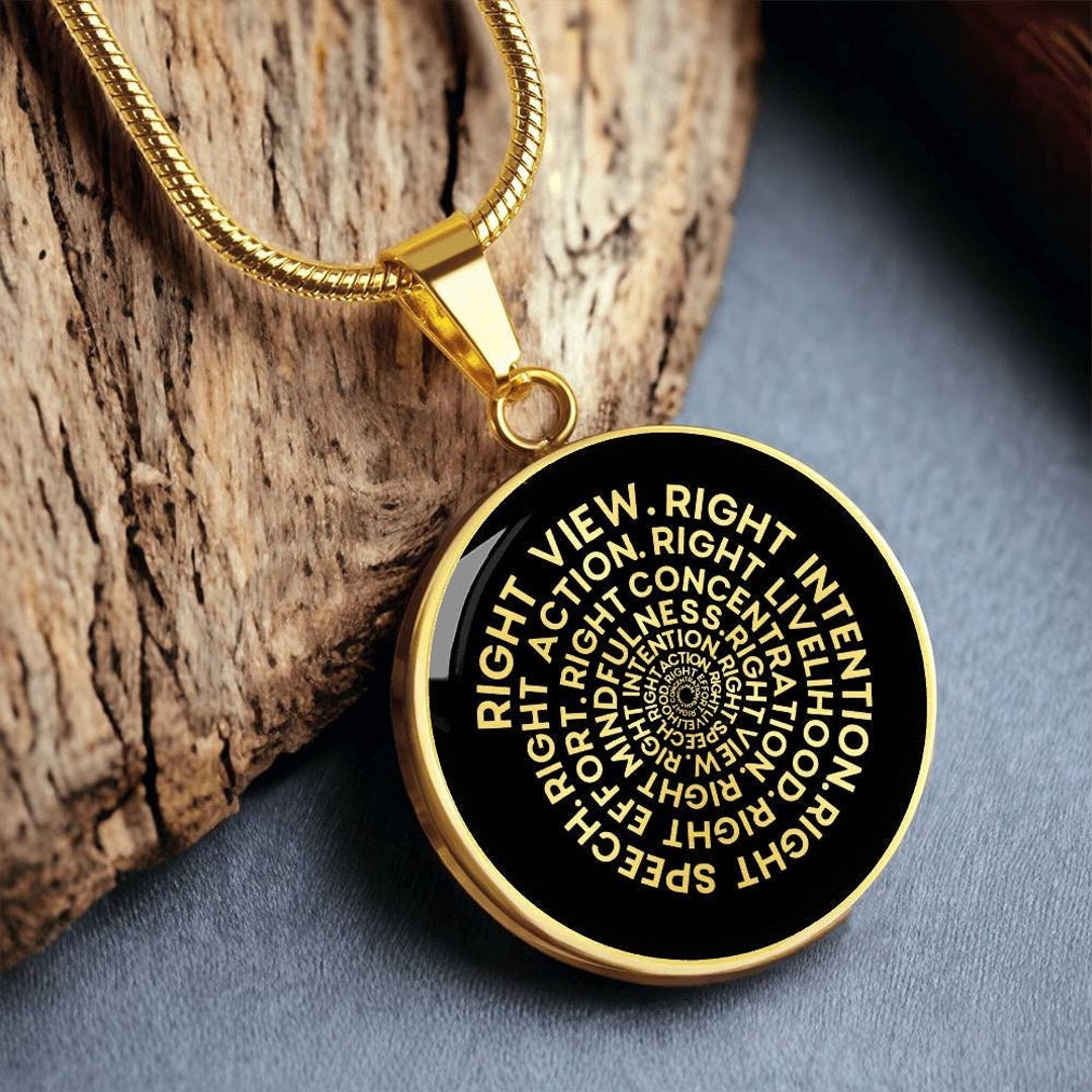 Buddhist the Eightfold Necklace Noble Path Jewelry Pendant Gold Silver ...