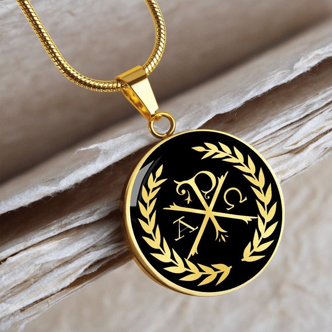 Chi Rho Cross Necklace Catholic Pendant Orthodox Jewelry Gold Silver ...