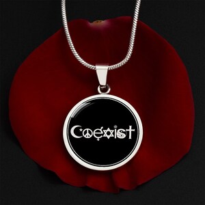 Coexist Interfaith Atheist Necklace Jewelry Pendant Gold Silver Charm ...