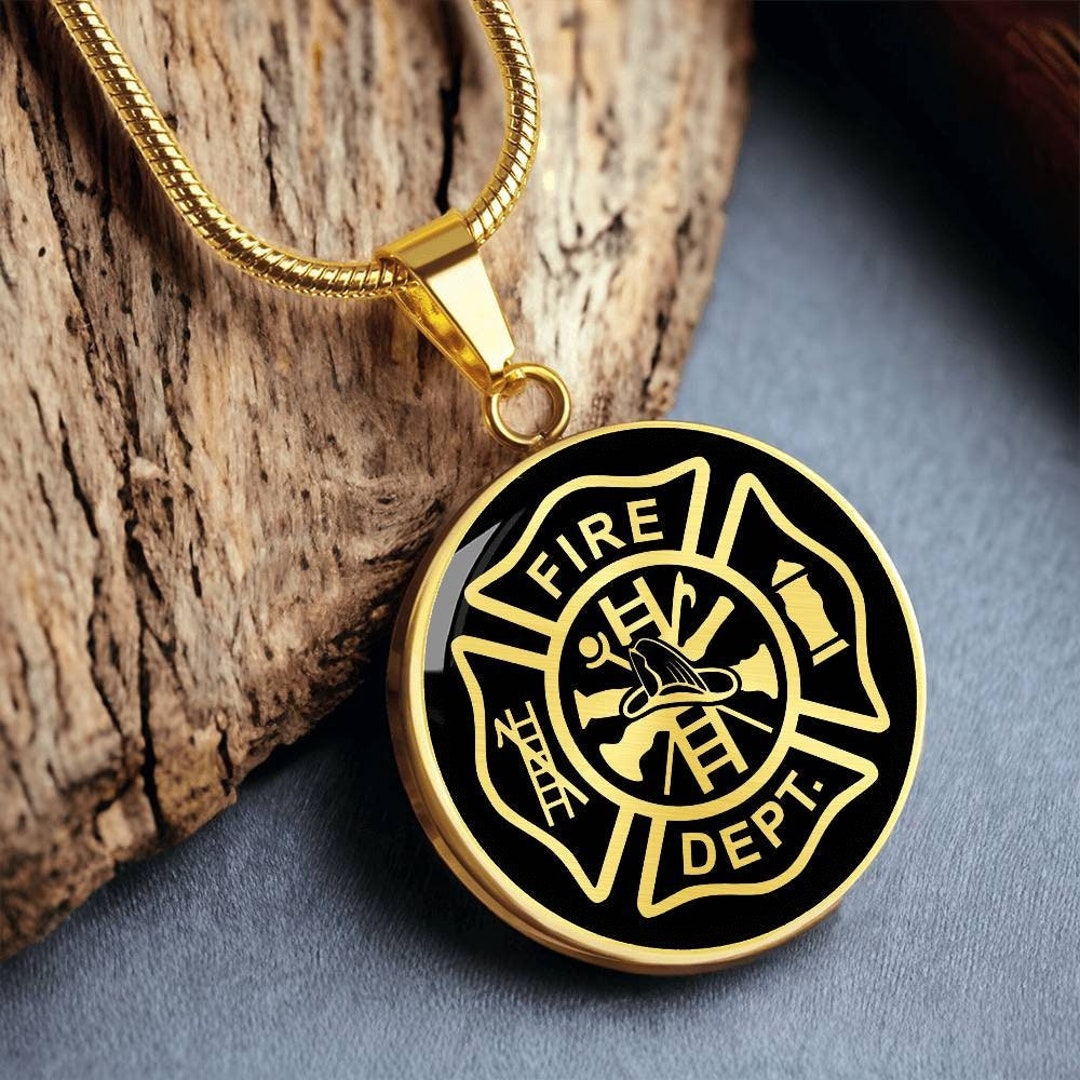 Firefighter Necklace Fireman Pendant Fire Fighter Jewelry Gold Silver ...