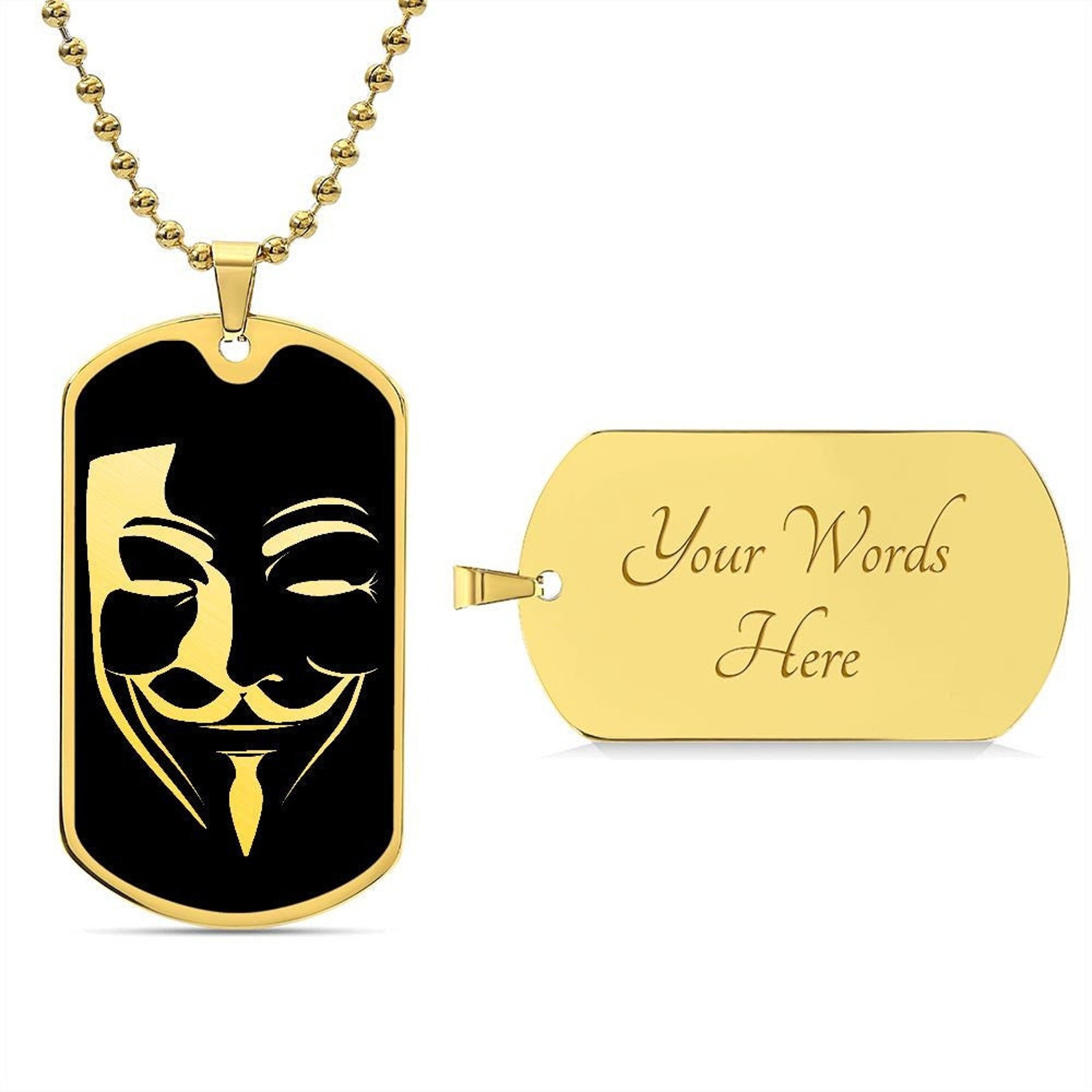 Anonymous Hacker Necklace V for Vendetta Pendant Jewelry Gold Silver ...