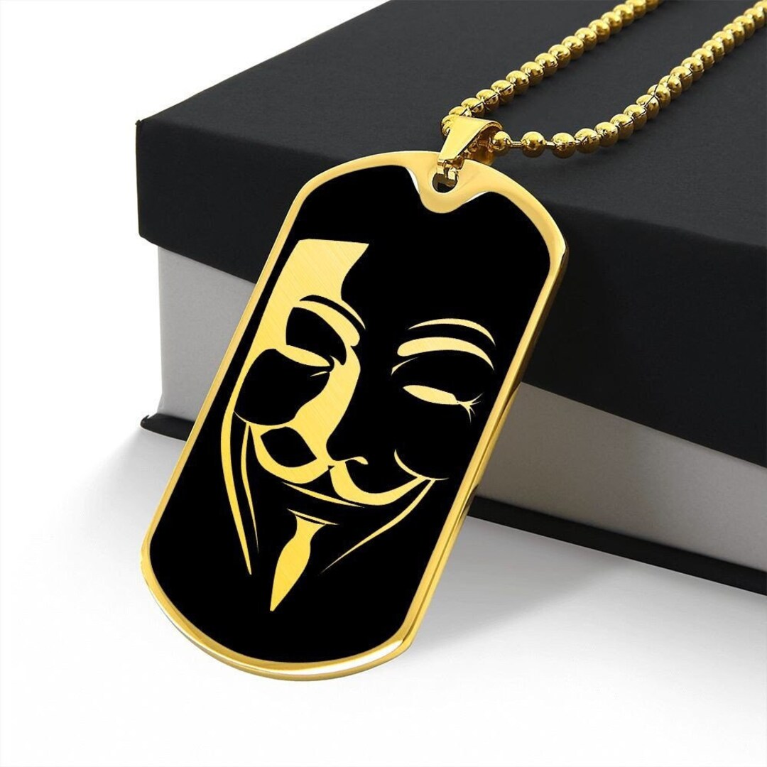 Anonymous Hacker Necklace V for Vendetta Pendant Jewelry Gold Silver ...