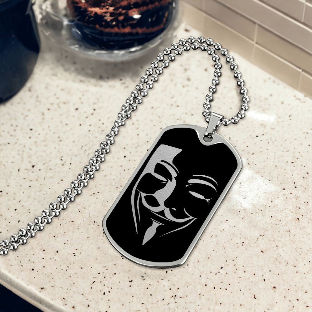Anonymous Hacker Necklace V for Vendetta Pendant Jewelry Gold Silver ...