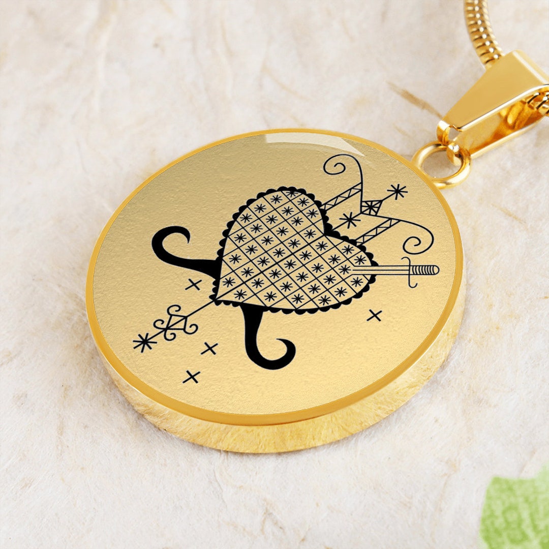 Erzuli Dantor Veve Necklace Jewelry Pendant Gold Silver Charm Chain - Etsy