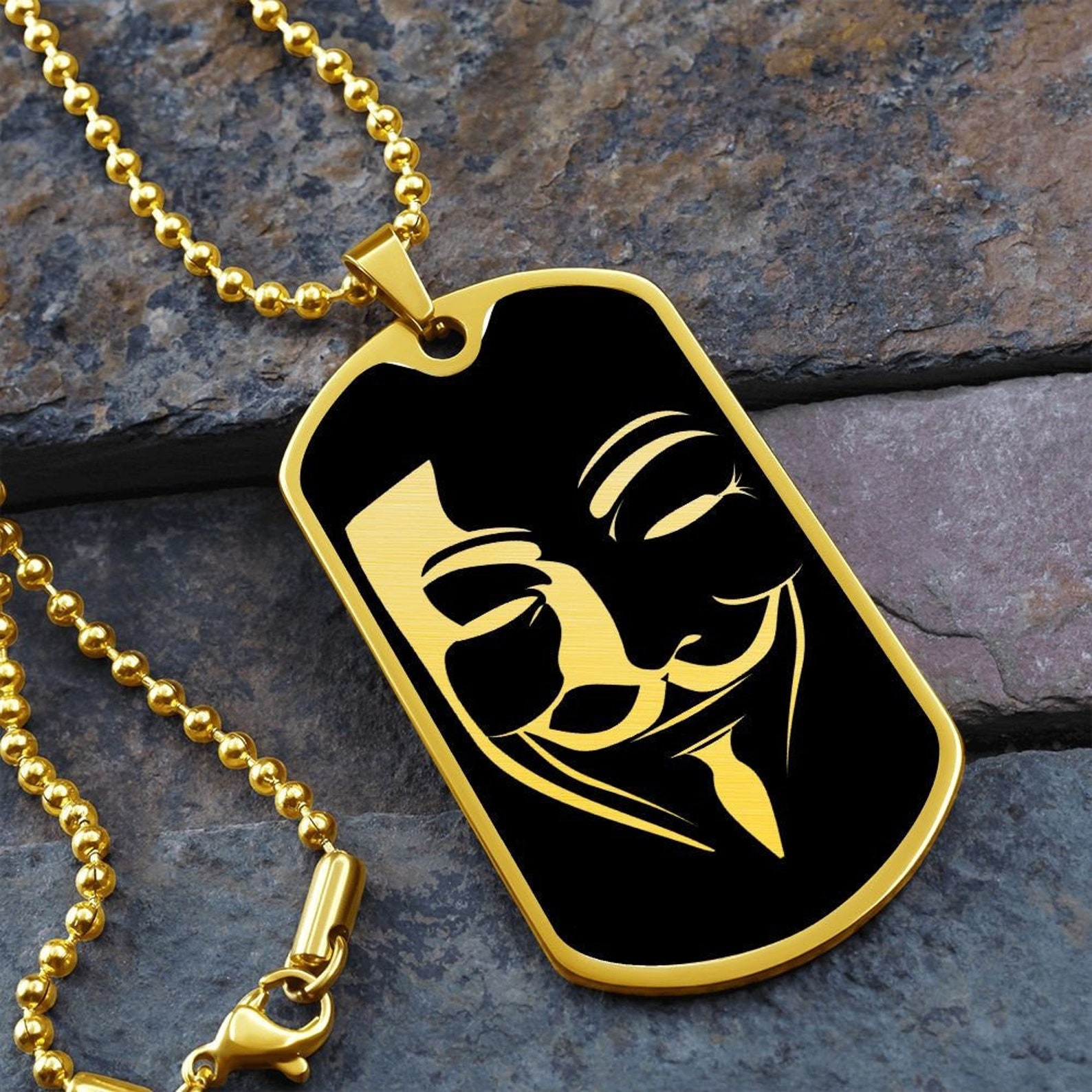 Anonymous Hacker Necklace V for Vendetta Pendant Jewelry Gold Silver ...