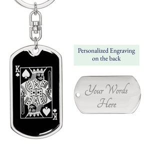 Playing Card Keychain King of Spades Key Chain Engravable Gift - Etsy