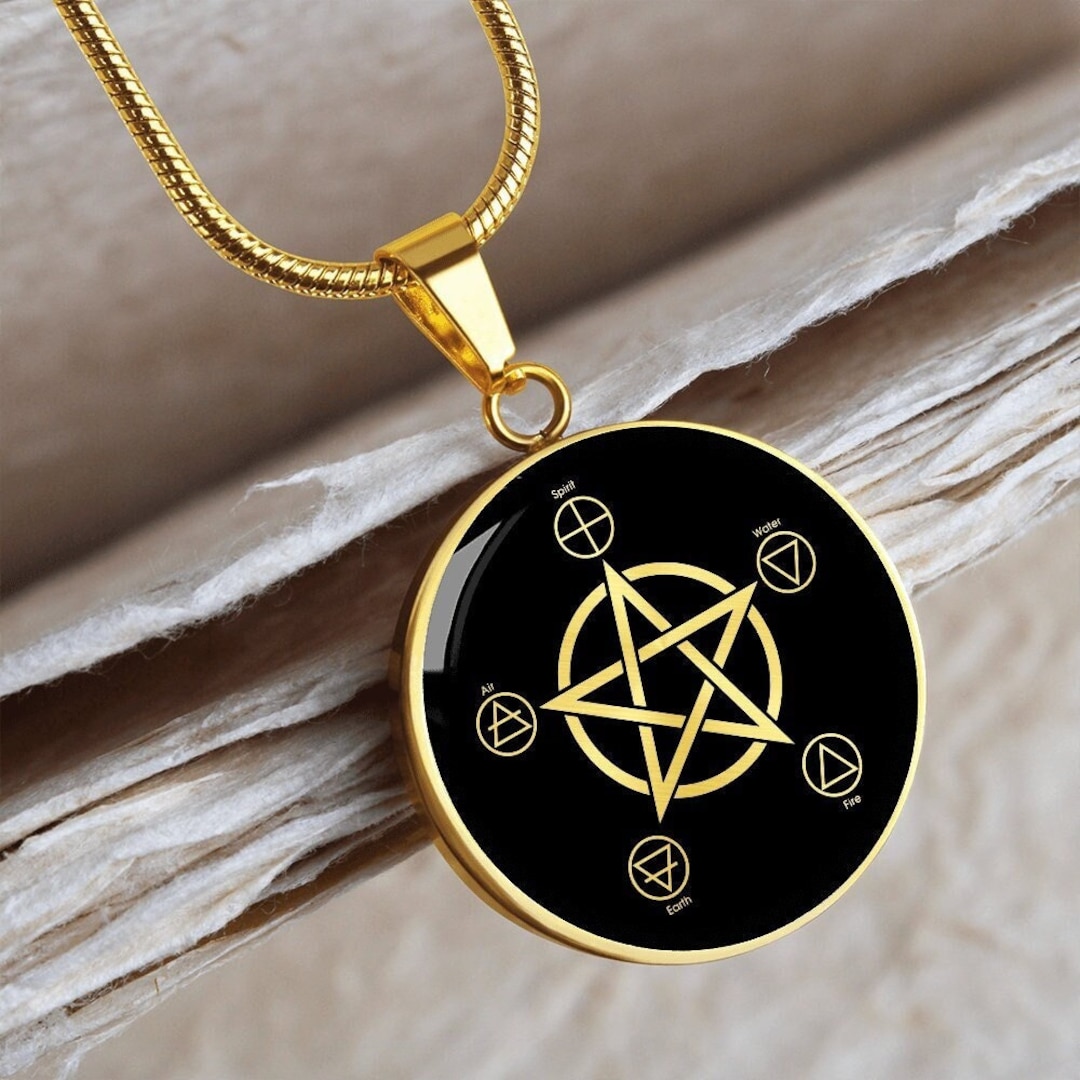 Pentagram Five Elements Necklace Pendant Alchemy Jewelry Gold Silver ...