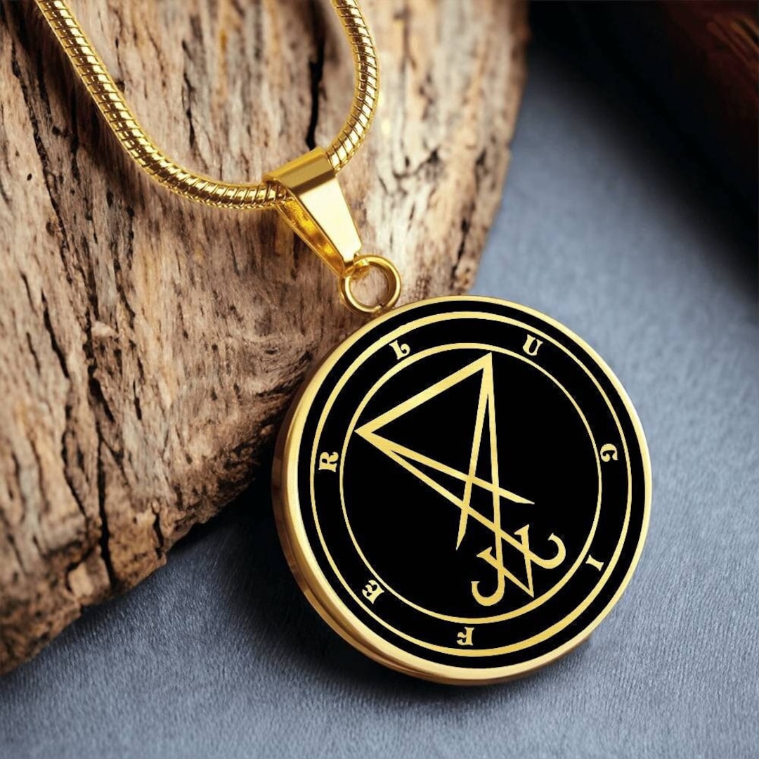 Lucifer Necklace Sigil Pendant Lucifer's Gold Seal Jewelry Silver Charm ...