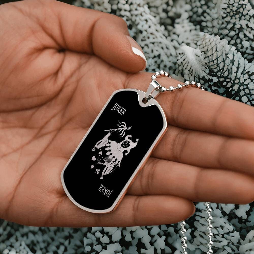 Joker Playing Card Necklace Jewelry Pendant Gift Chain Charm Engraved ...