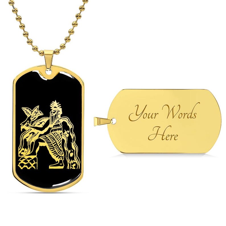 Enki Necklace Sumerian Pendant Cuneiform Jewelry Gold Silver Charm ...