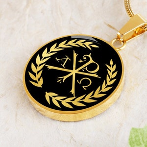 Chi Rho Cross Necklace Catholic Pendant Orthodox Jewelry Gold Silver ...