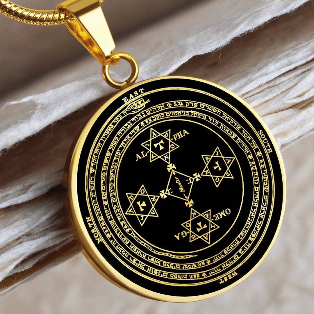 Magic Circle of Solomon Necklace Seal AGLA Pendant King Solomon Jewelry ...