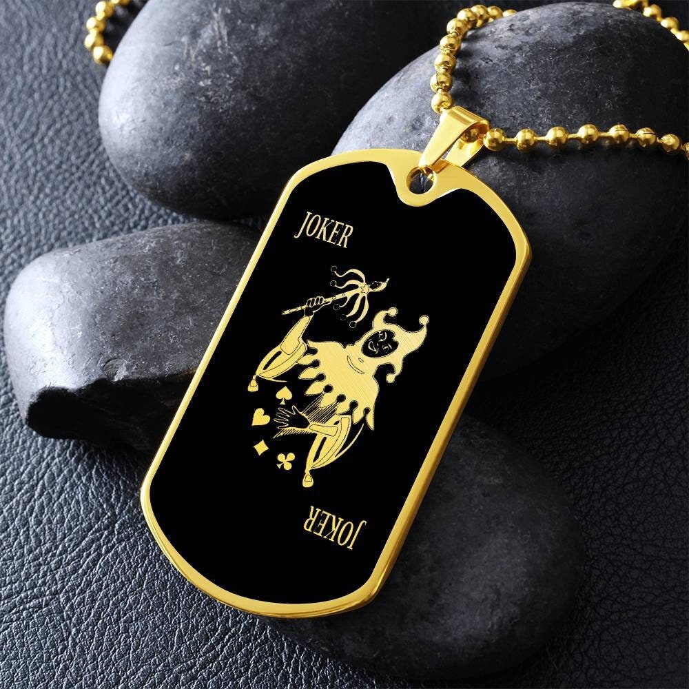 Joker Playing Card Necklace Jewelry Pendant Gift Chain Charm Engraved ...