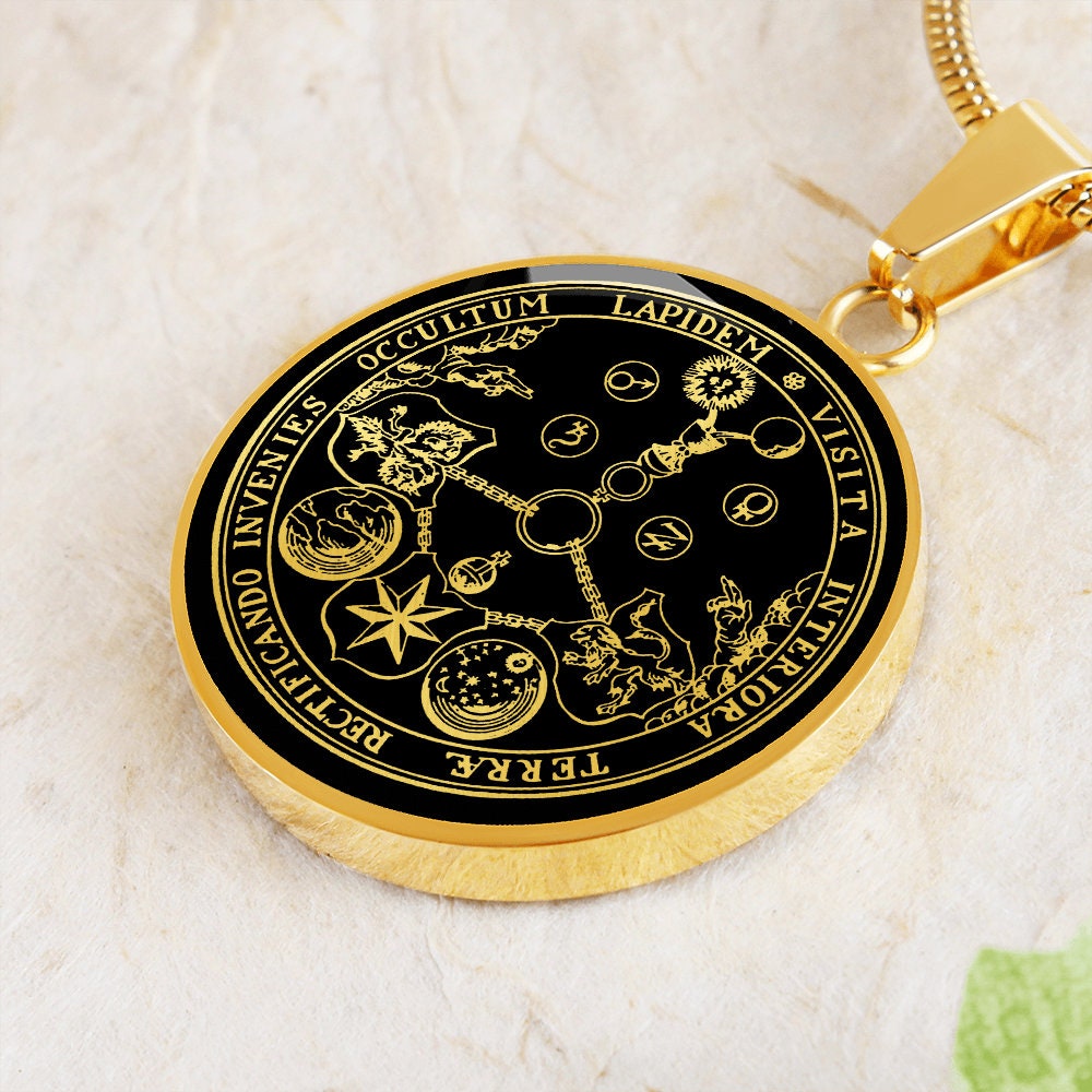Alchemy VITRIOL Necklace Jewelry Masonic Pendant Rosicrucian Gold ...