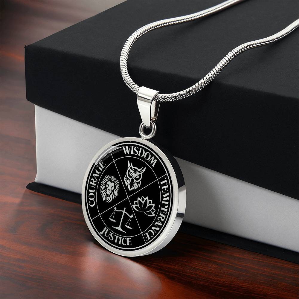 Stoic Necklace Cardinal Virtues Pendant Stoicism Jewelry Gold Silver ...