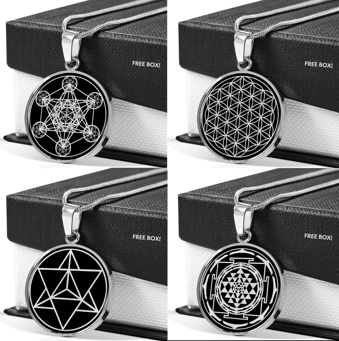 Sacred Geometry Jewelry Set Necklace Amulet Symbols Pendant - Etsy
