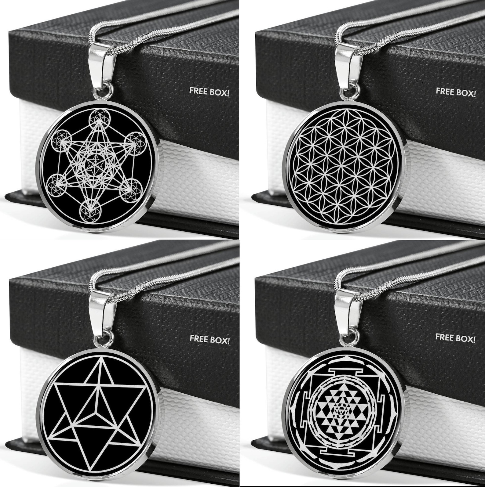 Sacred Geometry Jewelry Set Necklace Amulet Symbols Pendant | Etsy