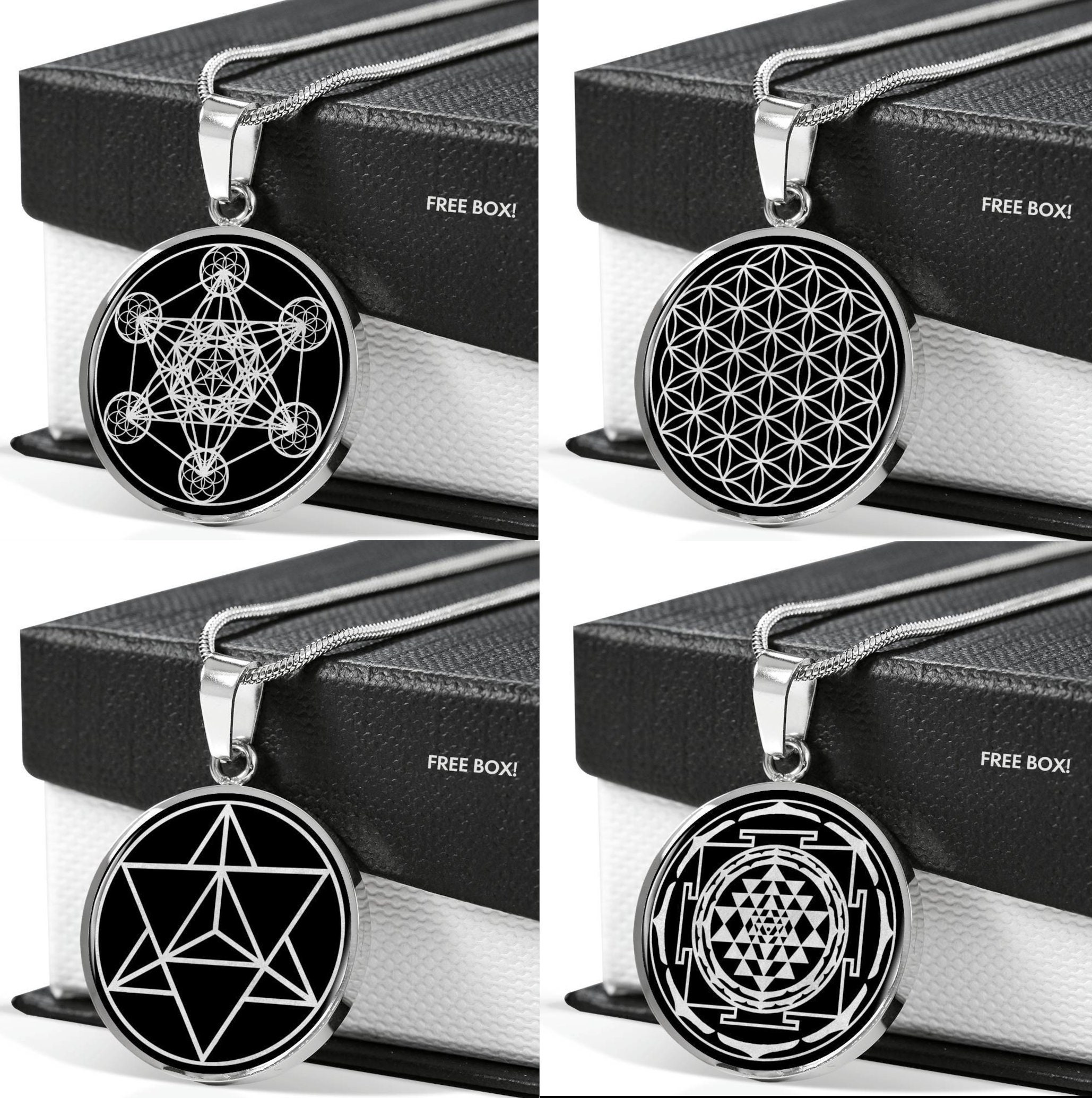 Sacred Geometry Jewelry Set Necklace Amulet Symbols Pendant | Etsy