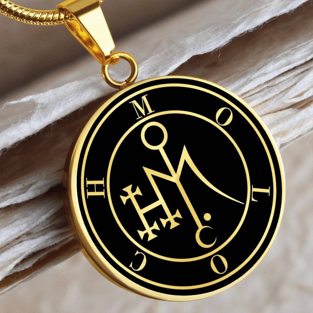 Moloch Sigil Necklace Pendant Jewelry Gold Amulet Silver Talisman Charm ...