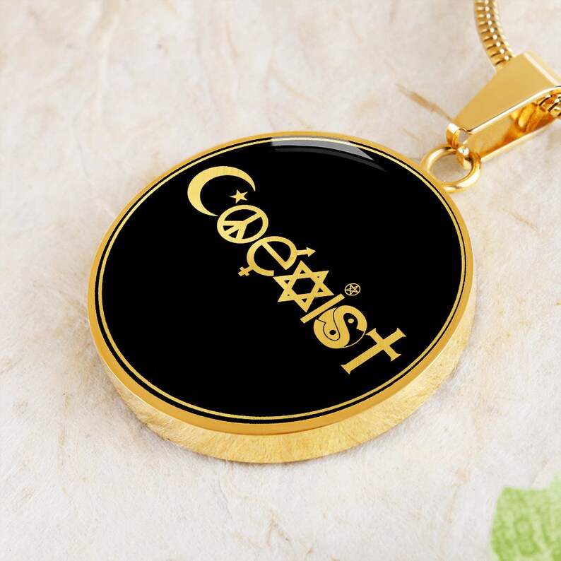 Coexist Interfaith Atheist Necklace Jewelry Pendant Gold Silver Charm ...