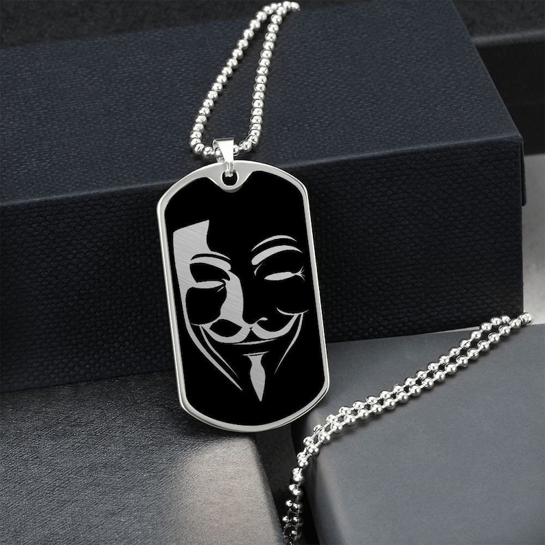 Anonymous Hacker Necklace V for Vendetta Pendant Jewelry Gold Silver ...