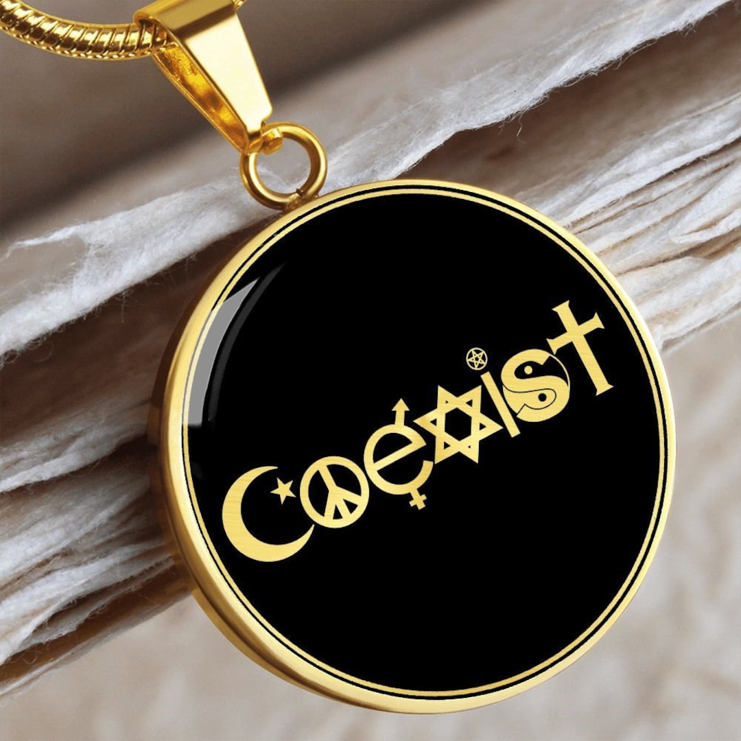 Coexist Interfaith Atheist Necklace Jewelry Pendant Gold Silver Charm ...
