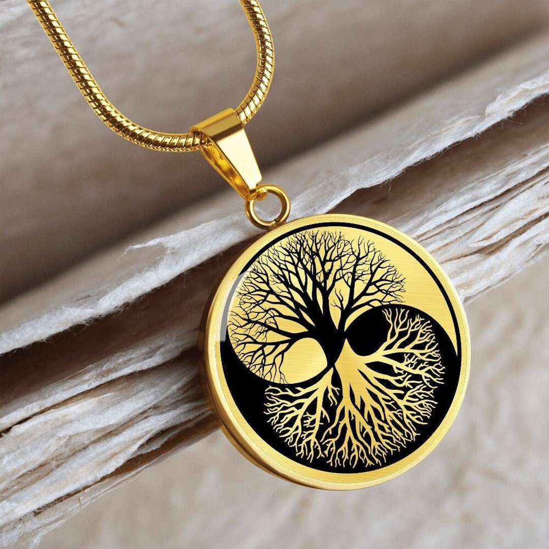 Yin Yang Necklace Tree of Life Pendant Jewelry Gold Silver Charm - Etsy