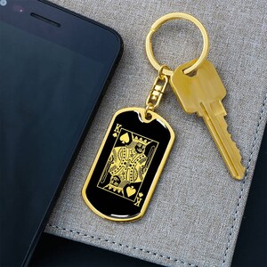 Playing Card Keychain King of Spades Key Chain Engravable Gift - Etsy